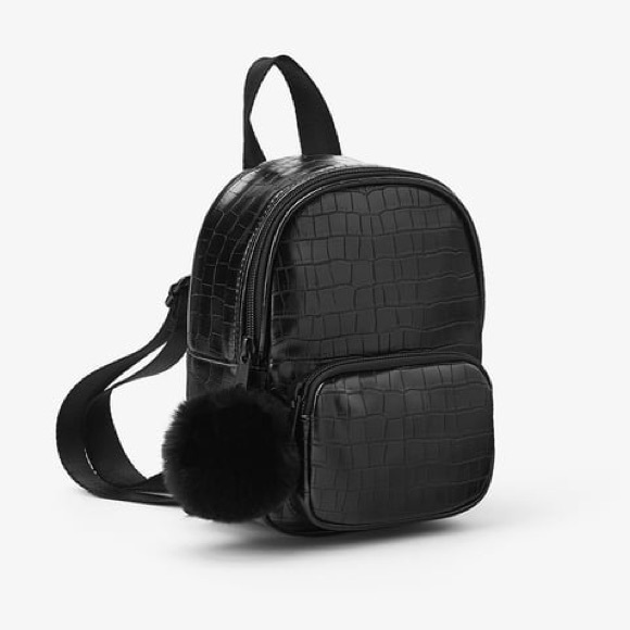 Zara | Accessories | Zara Girls Black Mini Backpack With Pompom | Poshmark